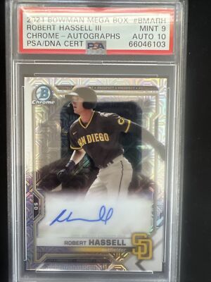 Robert Hassell, Chrome-Autographs #BMARH - 2021 Bowman Mega Box - PSA ...