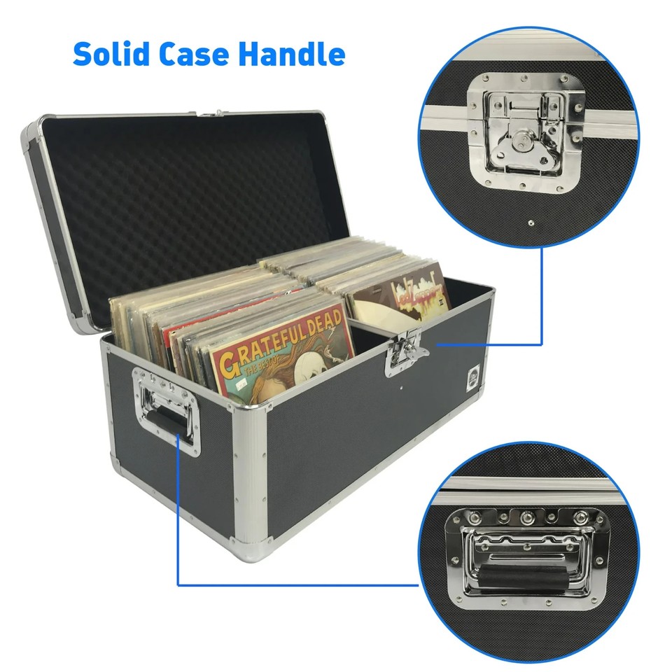 Vinyl Record Album Storage Box Case Aluminum Lp Crate Holds 150 Records ...
