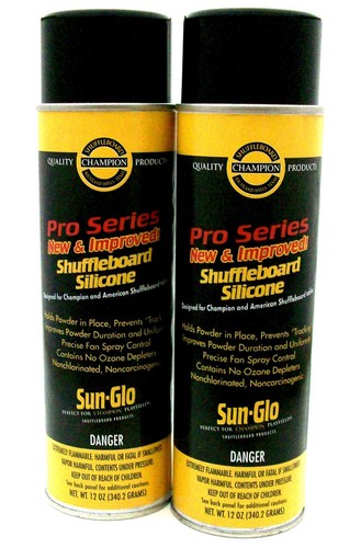 Sun Glo Silicone Shuffleboard Spray 2 Pack 12 oz Cans for Game ...