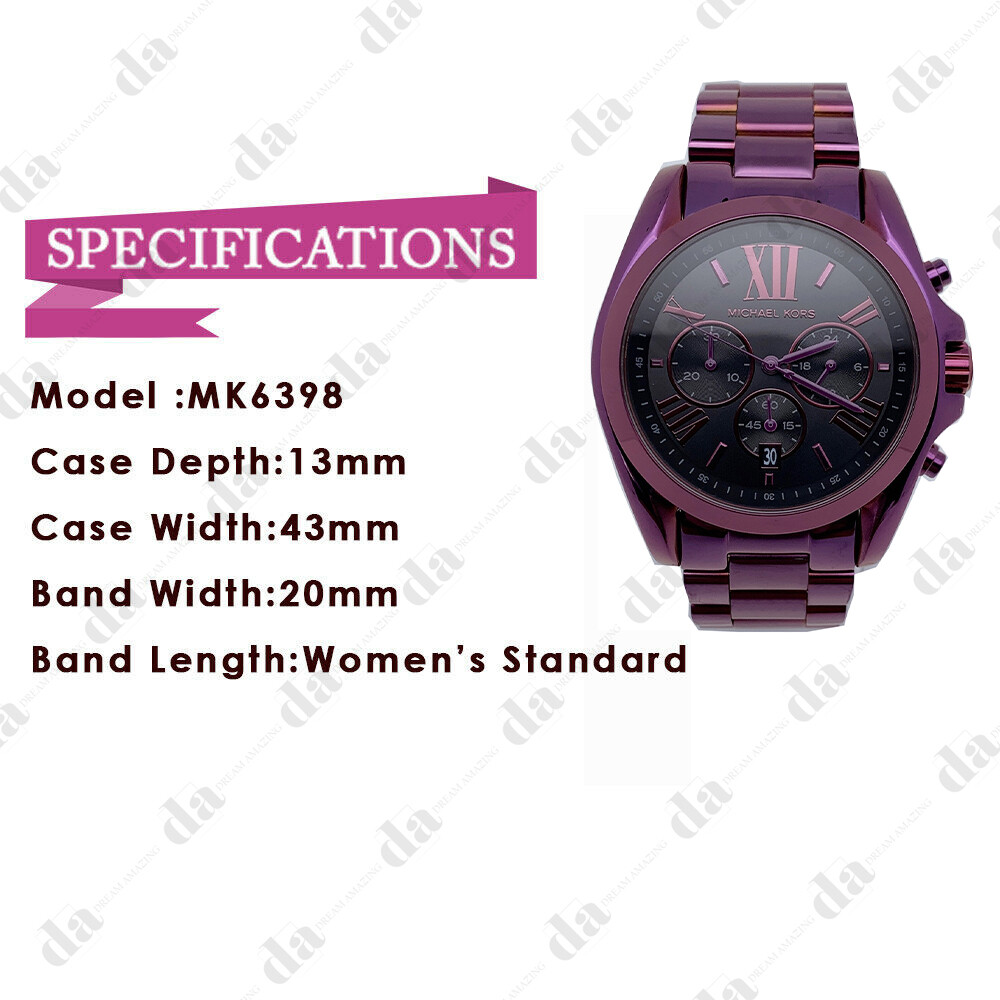 New Michael Kors MK6398 Bradshaw Chronograph Black Dial 43mm Case Women ...