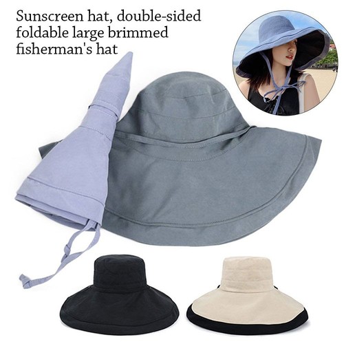 Double-Sided Beach Cap Big Brim Sun Hat Spring Summer Fisherman Cap ...