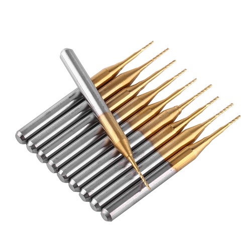 10pcs Titanium Coat Tungsten Carbide End Mill Engraving Bits Milling ...