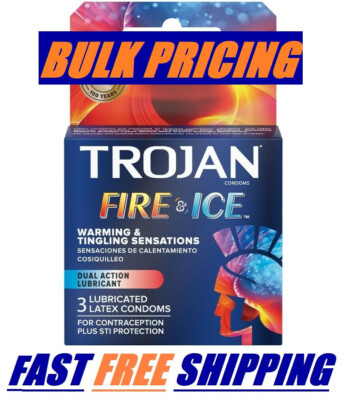 Trojan Fire & Ice Warming Tingling Sensation Lubricated Latex Condoms ...