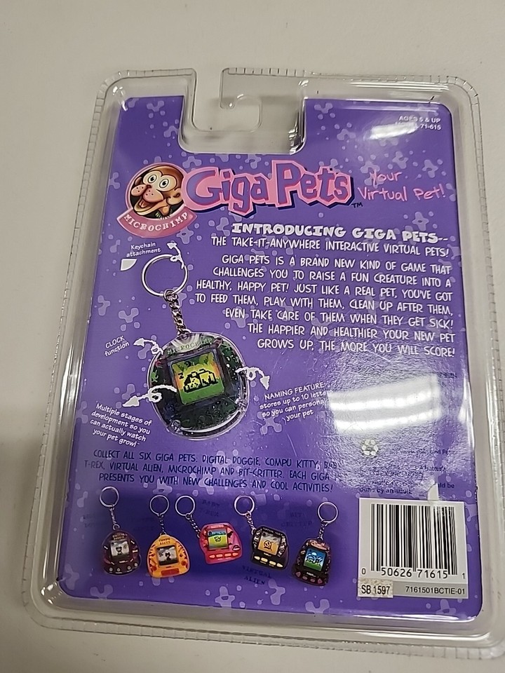 1997 Giga Pets Micro Chimp Monkey Tiger Electronics Virtual Pet Purple ...