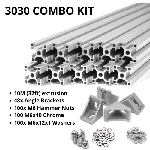 3030 T-slot 30mm Aluminum Extrusion Kit 10X 1m + Angle Brackets Screws ...