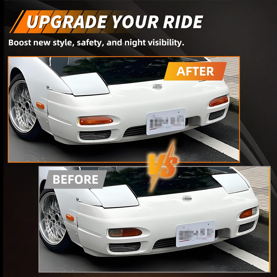 2X Amber Lens Front Bumper Signal Light For 1991-1994 Nissan 240SX ...