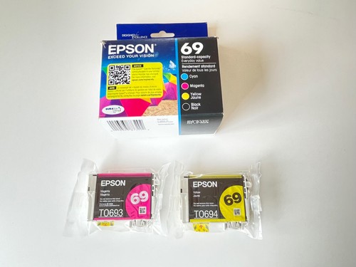 2 EPSON INK 69 Genuine T0693 Magenta and T0694 Yellow ONLY / NEW in plastic | eBay