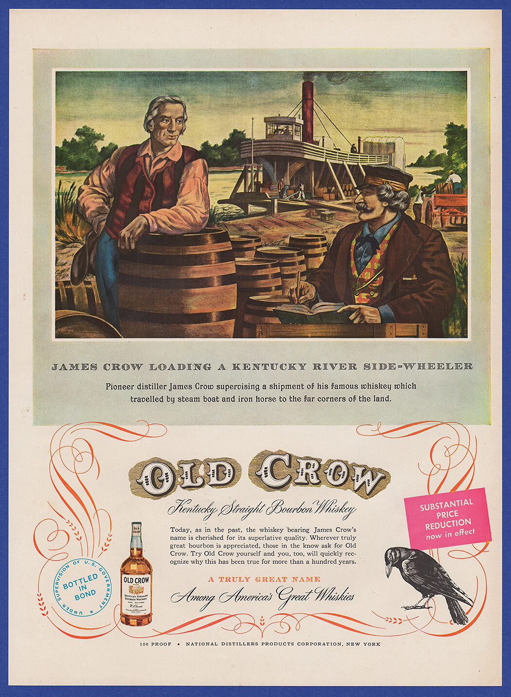 Vintage 1950 OLD CROW Whiskey Alcohol Liquor Print Ad 50's | eBay