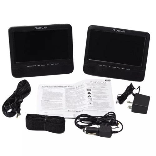 Proscan 7" Dual Screen Portable CD DVD Player w/ SD Card slot, USB port ...