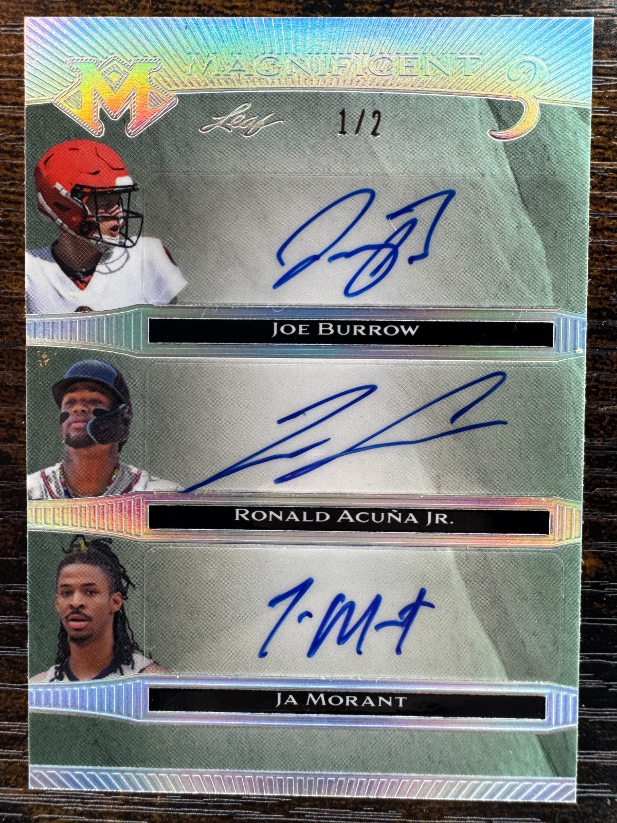 2023 Leaf, Magnificent 3, Joe Burrow, Ronald Acuna Jr., Ja Morant, Auto ...