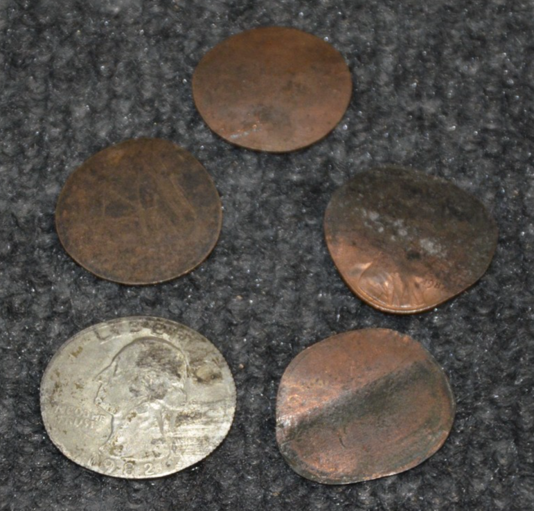 Lot of 5 Train Track Railroad Pressed US Coins Pennies & 1982 ...