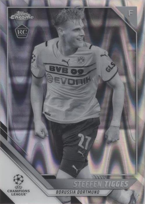 2021-22 Topps Chrome UCL - Steffen Tigges #55 Black & White RayWave ...