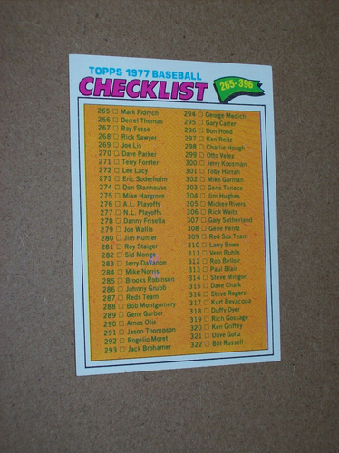 1977 Topps baseball Checklist card #356 NM Centered, Unchecked - nice ...