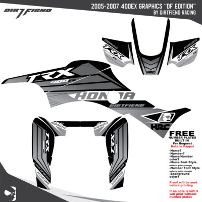 2005-2007 TRX400EX DFR DF Edition Graphics Black Sides Fenders 400 EX ...