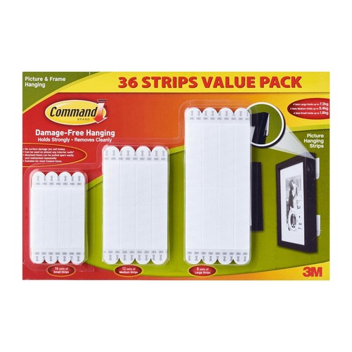 3M Command 36 Value Pack Picture and Frame Hanging Strips Damage Free ...
