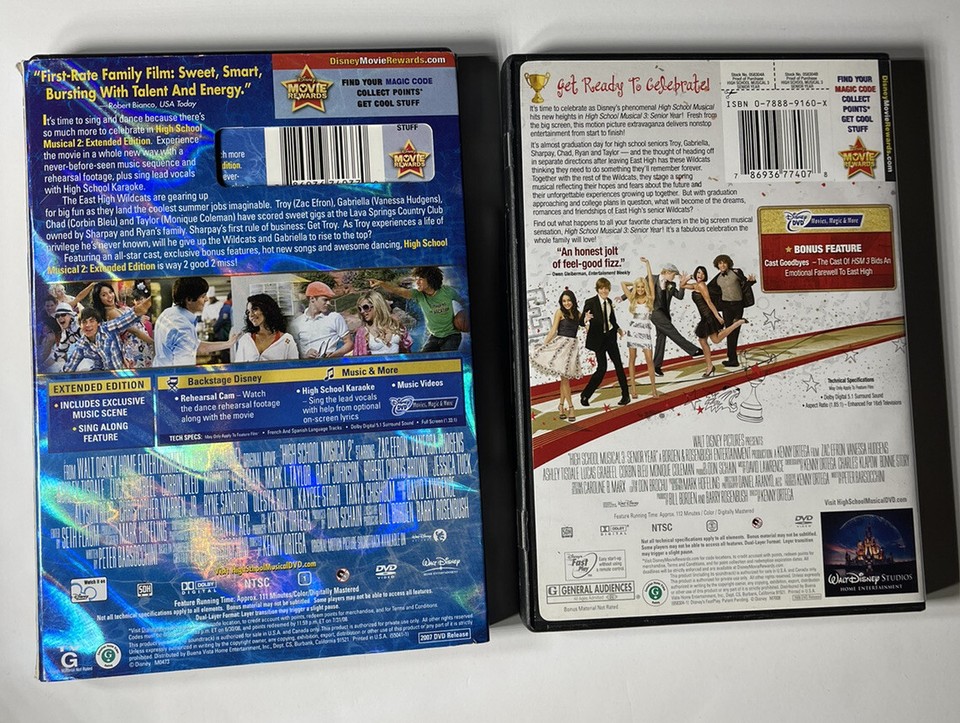 DVD High School Musical 2 Extended Edition High School Musical 3 DVD's ...