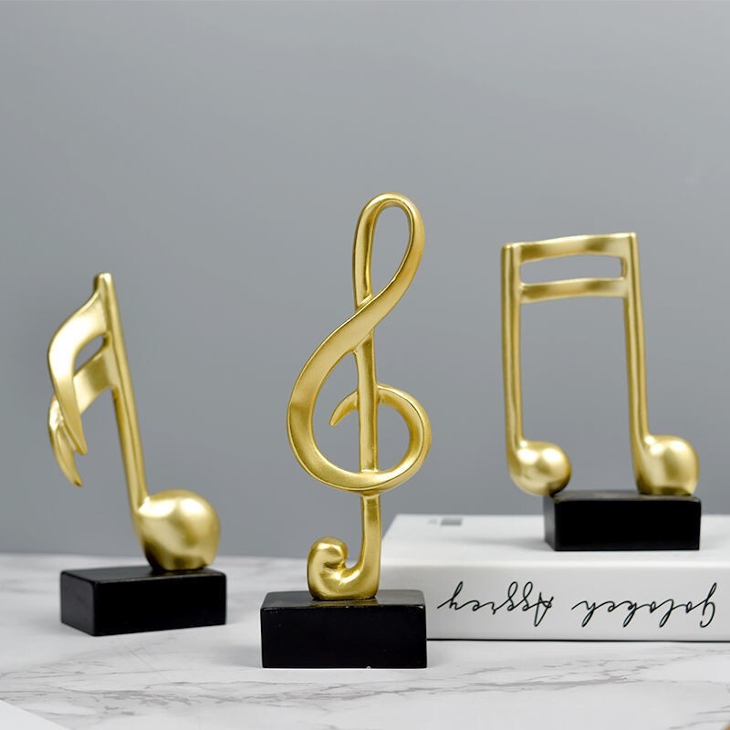 Golden Music Note /Statue Sculpture Piano Symbol Desktop 3pieces | eBay