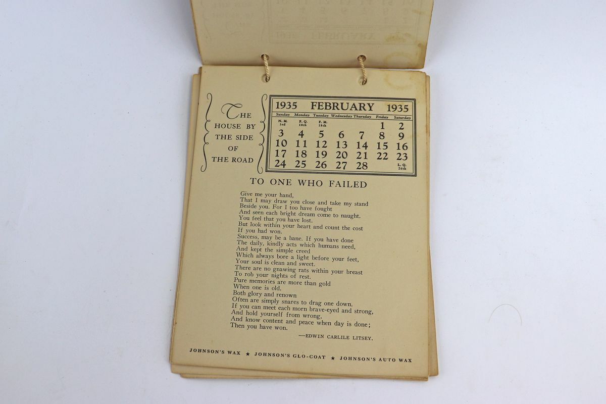 1935 Calendar "The House By The Side Of The Road" | eBay