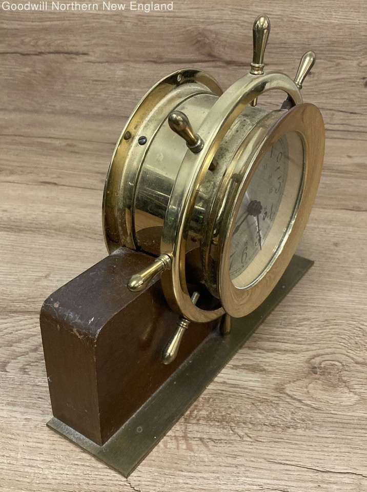 Vintage Seth Thomas Helmsman-W Brass Desk Clock Nautical Theme Parts ...