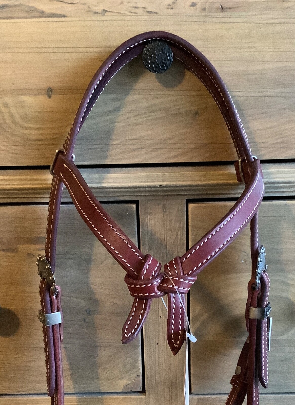 Western Leather Knotted Brow Horse Headstall Conchos Throat Latch ...