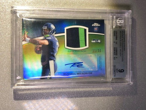 2012 RUSSELL WILSON Topps Chrome ROOKIE Refractor Patch Auto RPA BGS 9/10 /50 | eBay