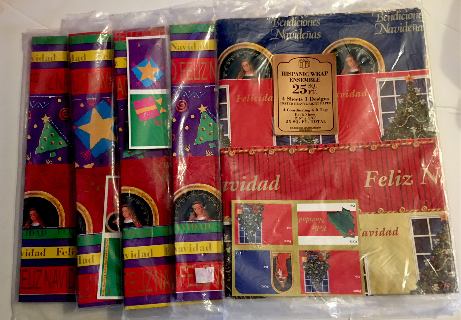 Hispanic Spanish Christmas Feliz Navidad Wrapping Paper 125 Square Feet ...