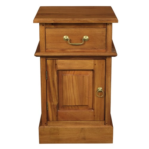 Timber Bedside Table with drawer & cupboard, Light Pecan, Bedside ...