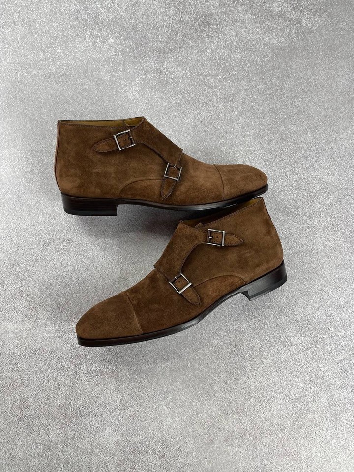 Magnanni Monk Strap Suede Brown Shoes Size 42 1/2 | eBay