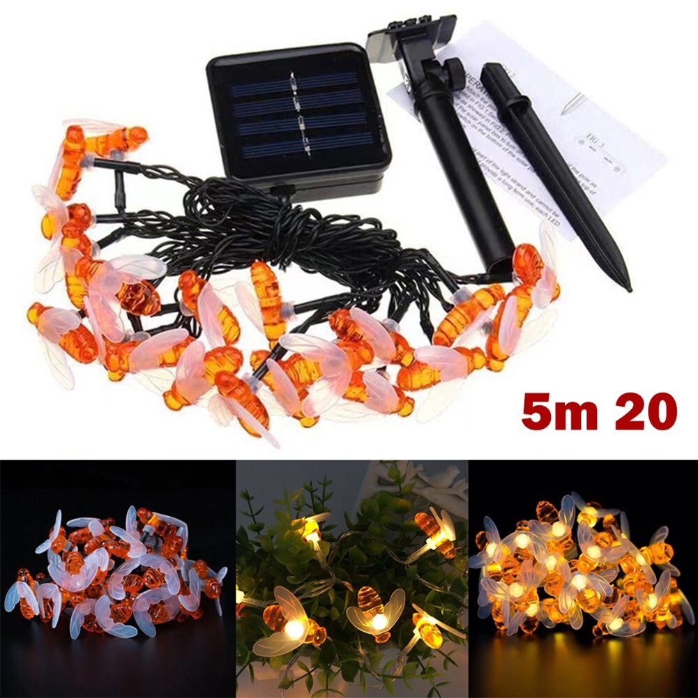 Warm White Solar String Lights LED Bee Solar Power With The Removable ...