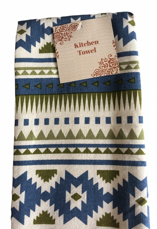 Southwest Kitchen Dish Tea Towels Set Of 2 Tasseled Blue Navajo Native ...