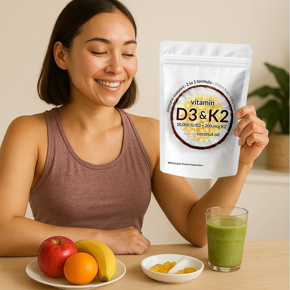 Vitamin D3 10000 iu Plus K2 (MK-7) 200 mcg, 300 Virgin Coconut Oil ...