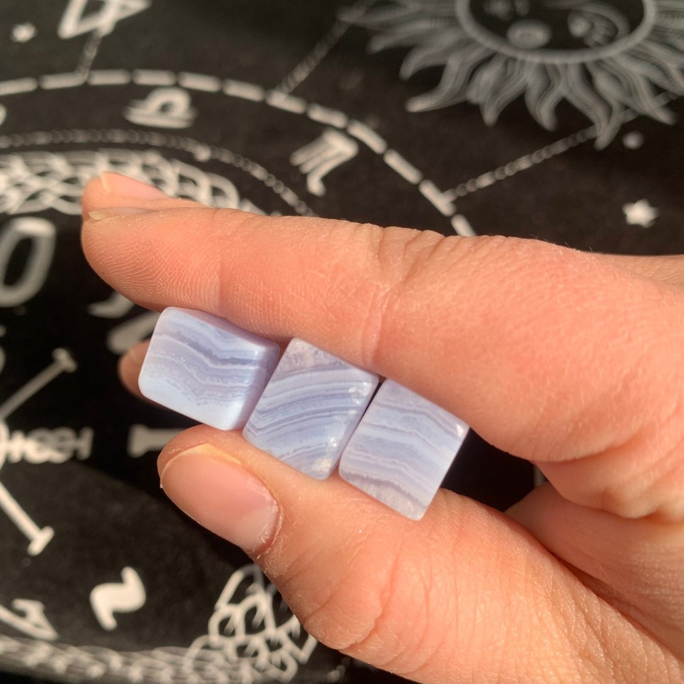 9g 3pcs Blue Lace Agate Cube Crystal Block For Calming Energy Anxiety ...