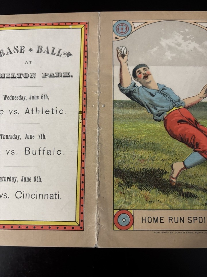 19th century 1883 Yale vs Brown college baseball PROGRAM SCORECARD RARE ...
