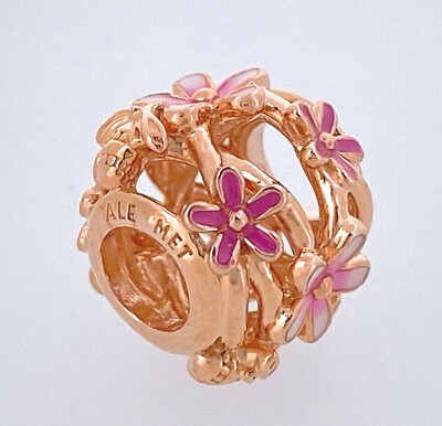 New 100% Authentic PANDORA Rose Gold Pink Openwork Daisy Flower Charm ...