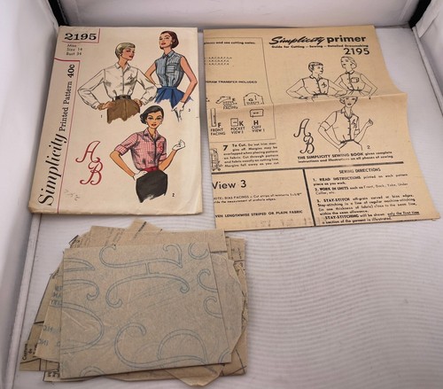 Vintage 1950s Simplicity 2195 Classic Shirtwaist Blouse Sewing Pattern ...