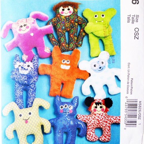 Doll Toy Sewing Pattern Wacky Creatures Two Body Shapes Arms Legs Uncut ...