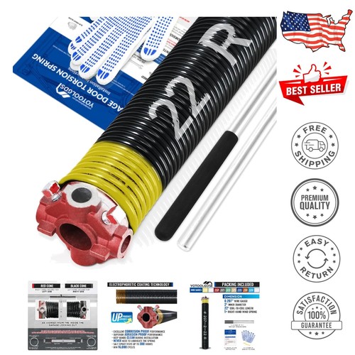 Heavy-Duty Right Hand Wound Garage Door Torsion Spring 2" x 22" with ...