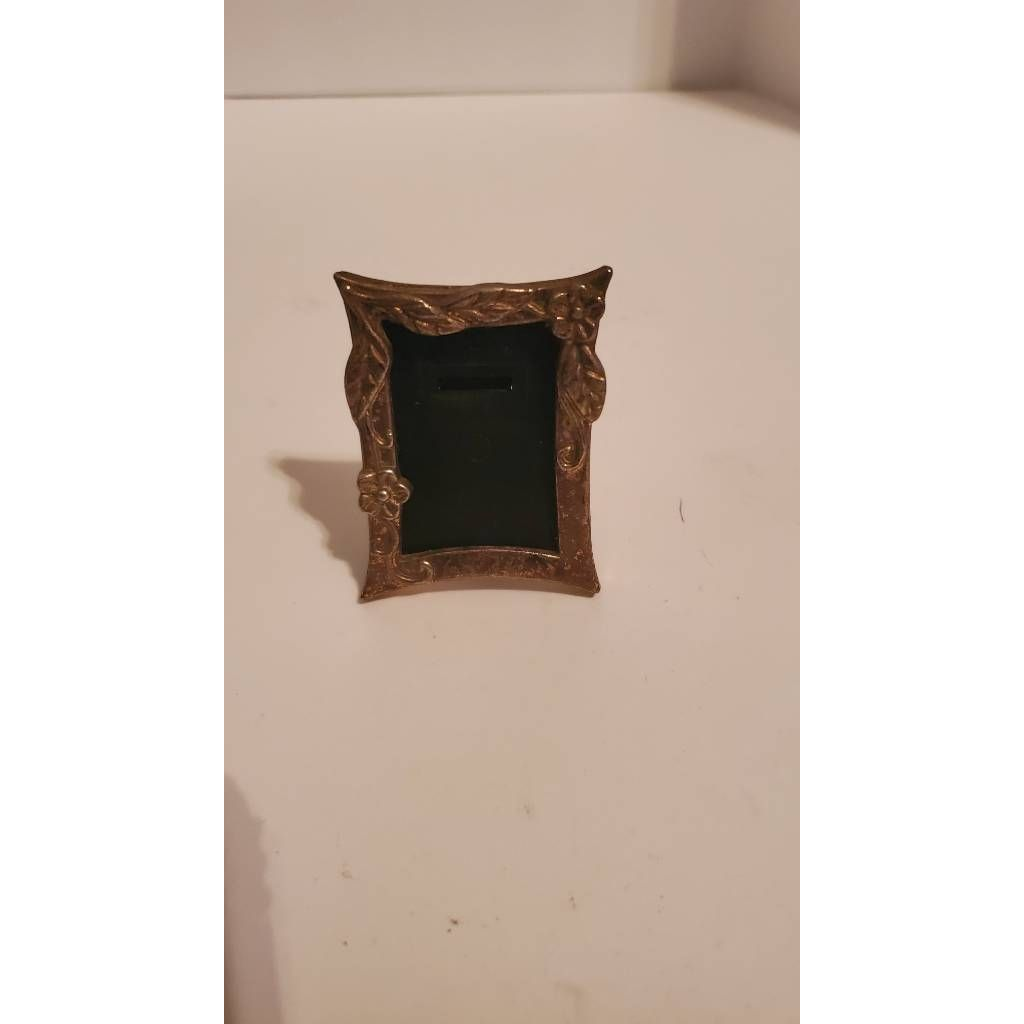 Vintage Mini Picture Frame Photo Metal Rectangular Floral Flowers ...