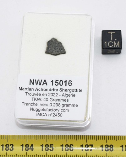 Tranche de Météorite NWA 15016 - Martienne Ach Shergottite ( 0.298 g ...