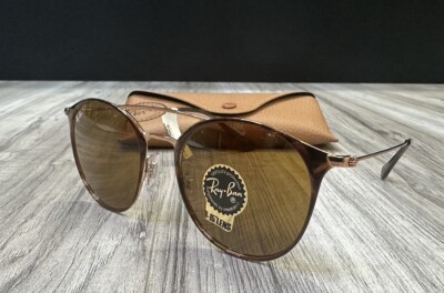 Ray-Ban Round RB3546 Sunglasses 9074 Havana Brown Copper Metal Brown B ...