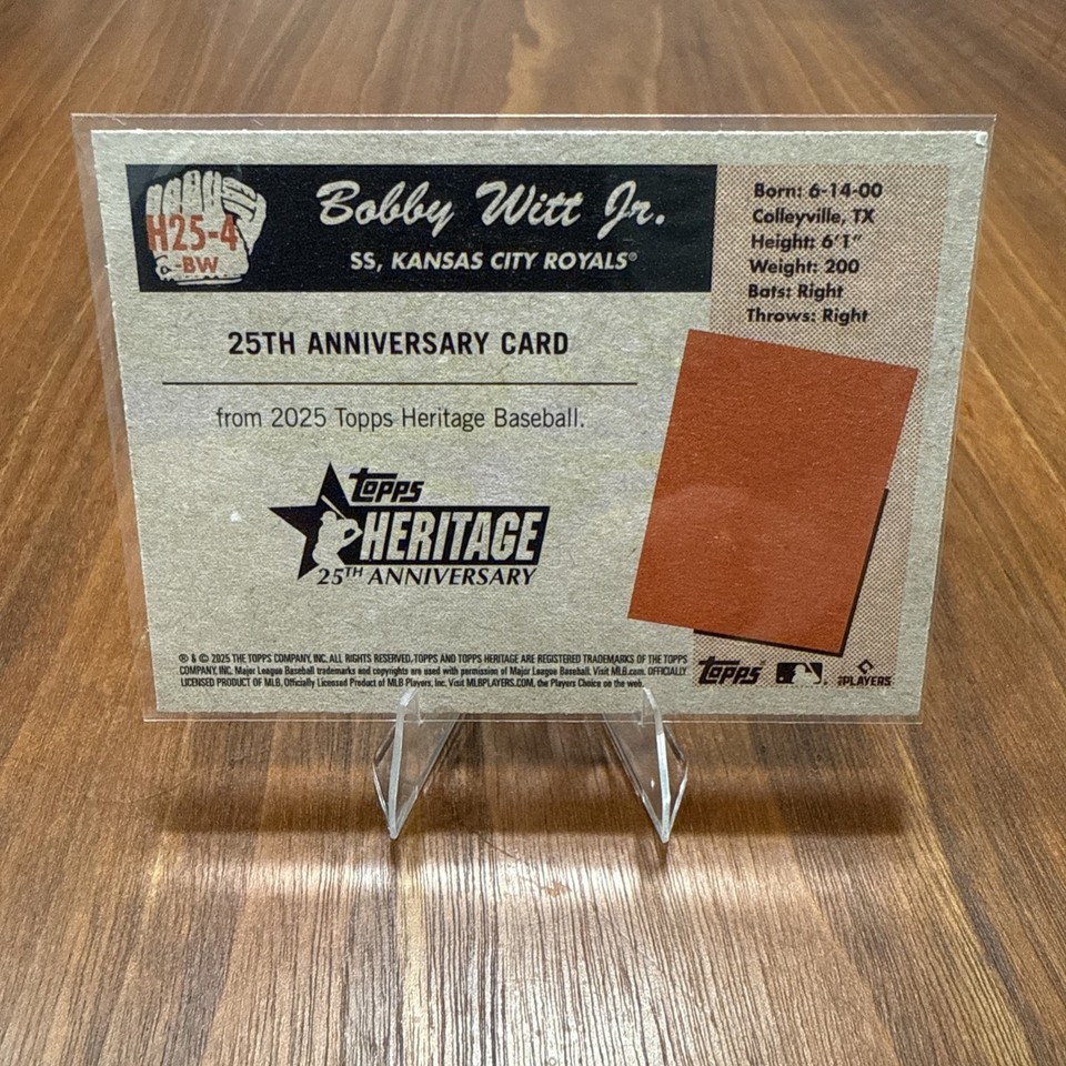 2025 Topps Heritage #H25-4-BW Bobby Witt Jr RC 25th Anniversary ...