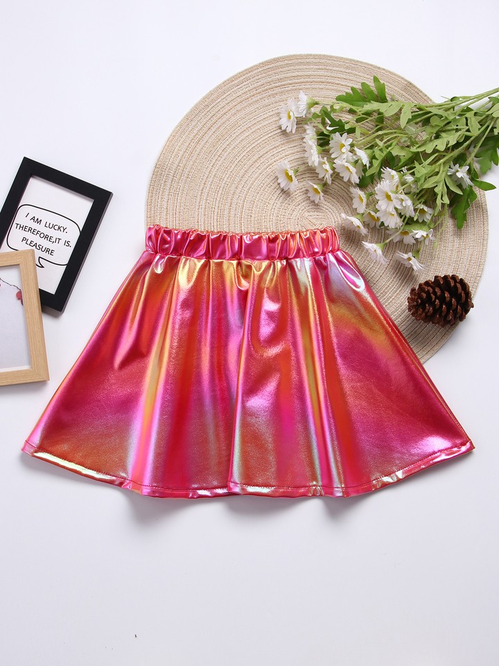 Mädchen Rock Metallisch Glänzend Röcke A-Linie Röckchen für Tanz Party ...