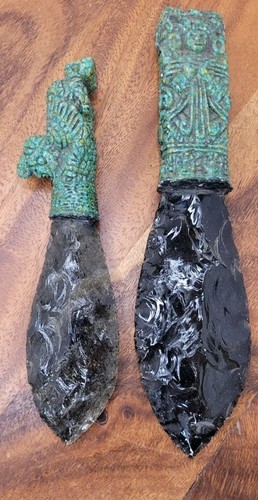 Aztec Sacrificial Obsidian Knives Blade Resin Handle Aztec Toltec ...