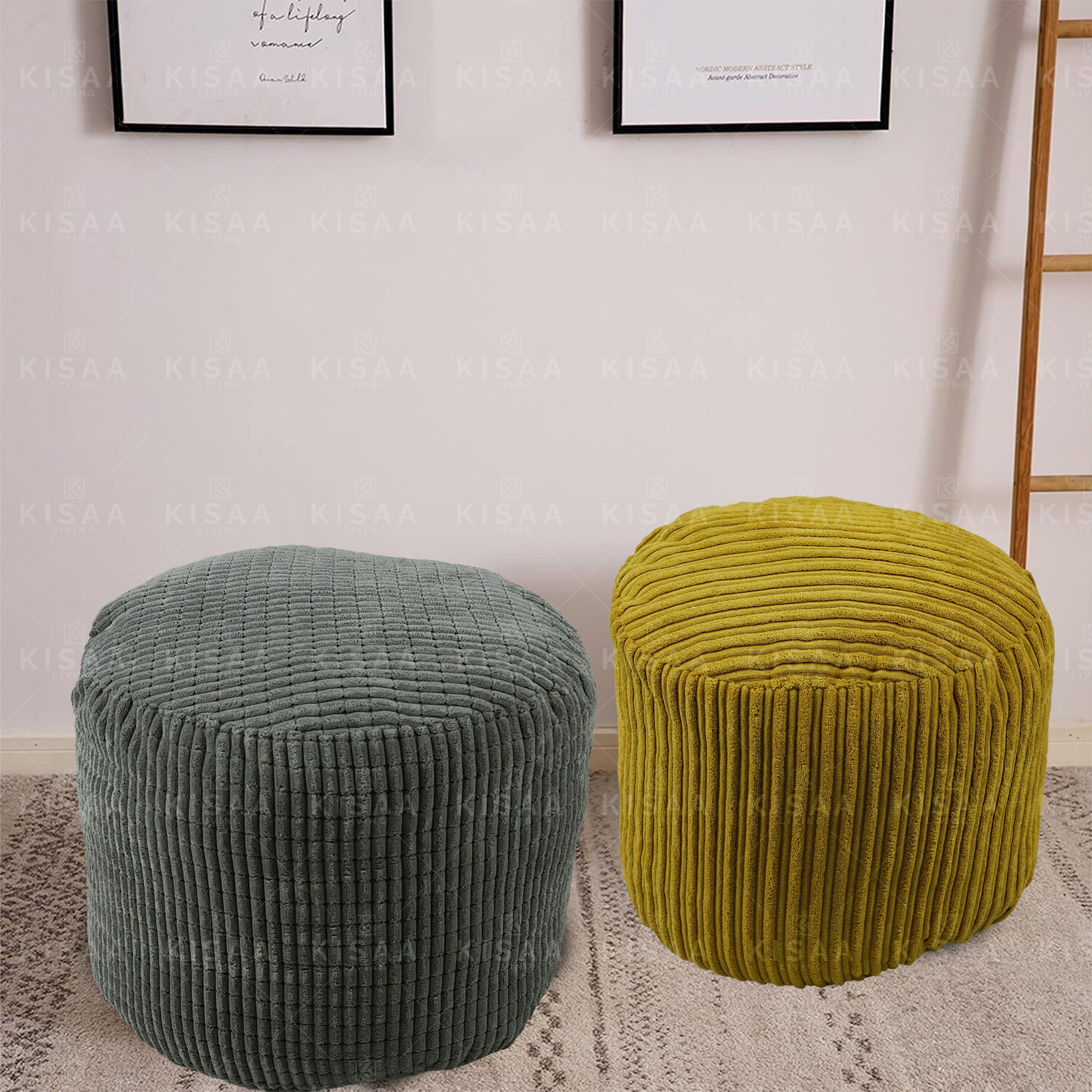 Round Shape Bag Footstools Foot Rest Stool Pouffe Living Room Beanbag ...