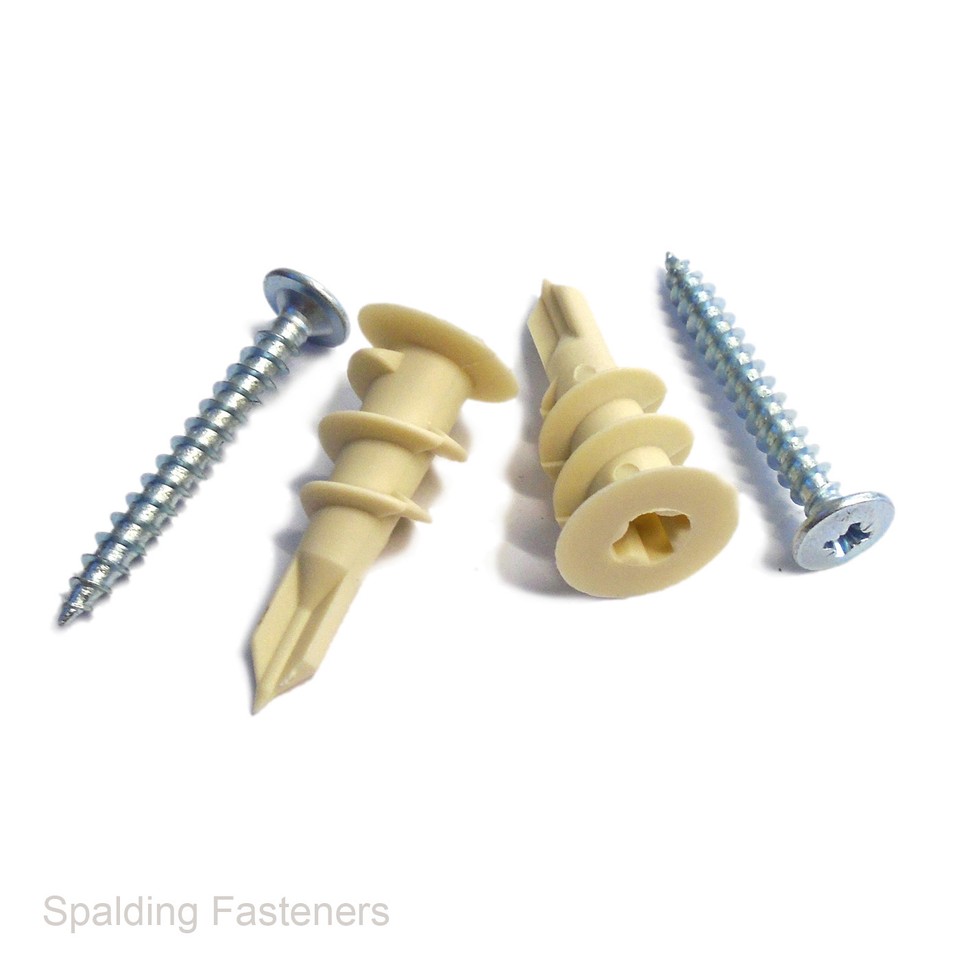 Self-Drilling Plasterboard Fixings 32mm Metal/Plastic plugs and Pan ...