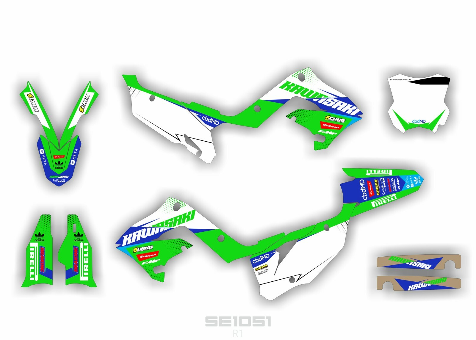 Graphics Kit Restyle Kawasaki KX125 KX250 2003 2004 2005 2006 2007 2008 ...