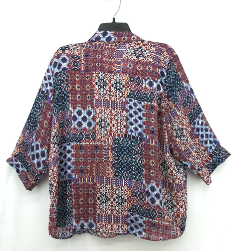 BonWorth Shirt Womens Size LP Multicolor 3/4 Roll Tab Sleeve Button Up ...