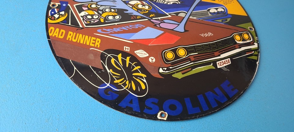 Vintage Chevron Gasoline Sign - Mopar Road Runner Racing Auto Gas ...