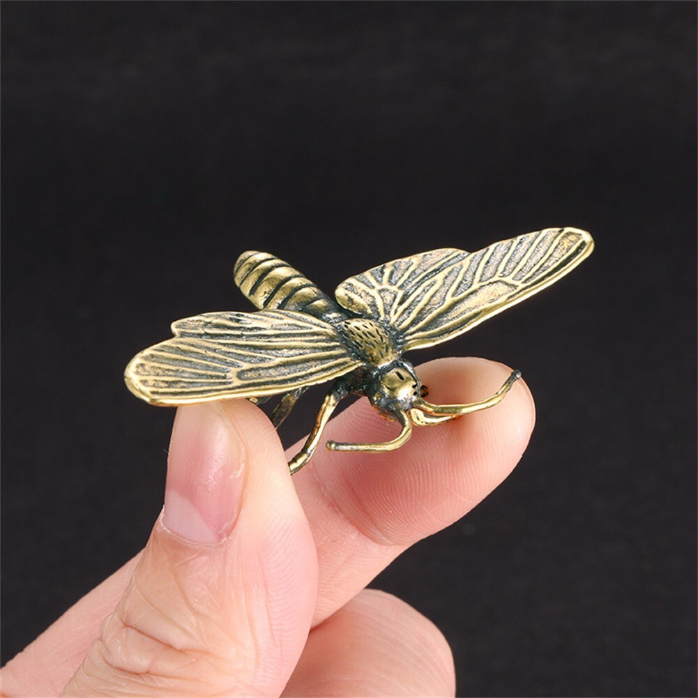 Home Decoration Dragonfly Figurines Brass Copper Funny Miniatures 1pcs ...