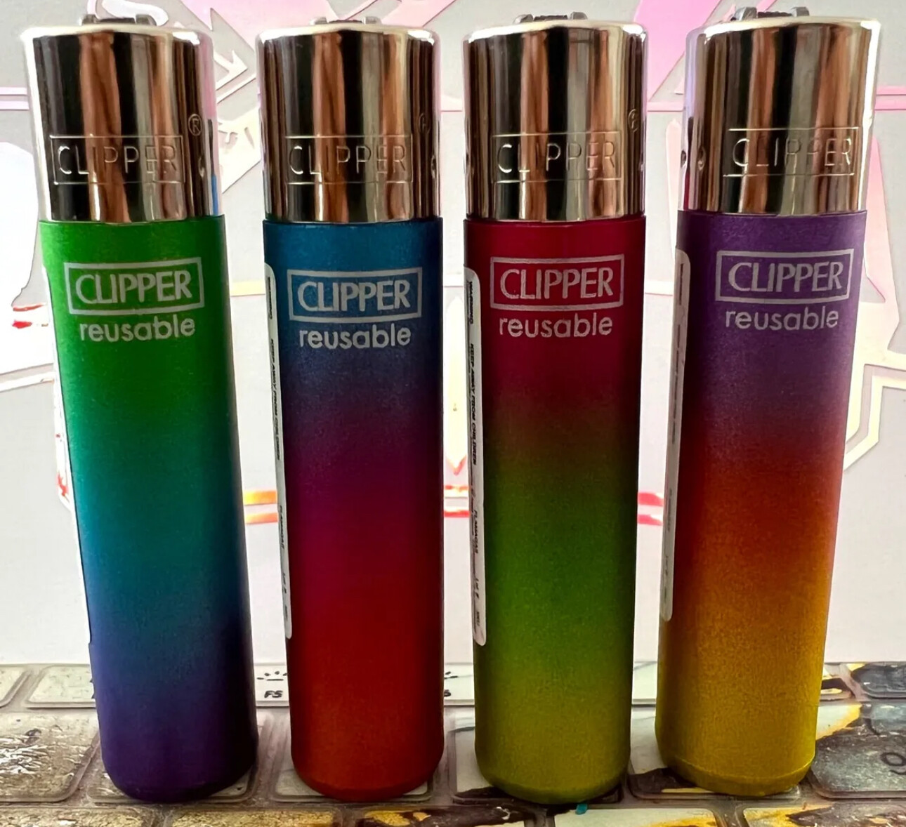 4 x CLIPPER LIGHTERS MIX DESIGNS NEBULA, CRYSTAL & GRADIENT | eBay UK